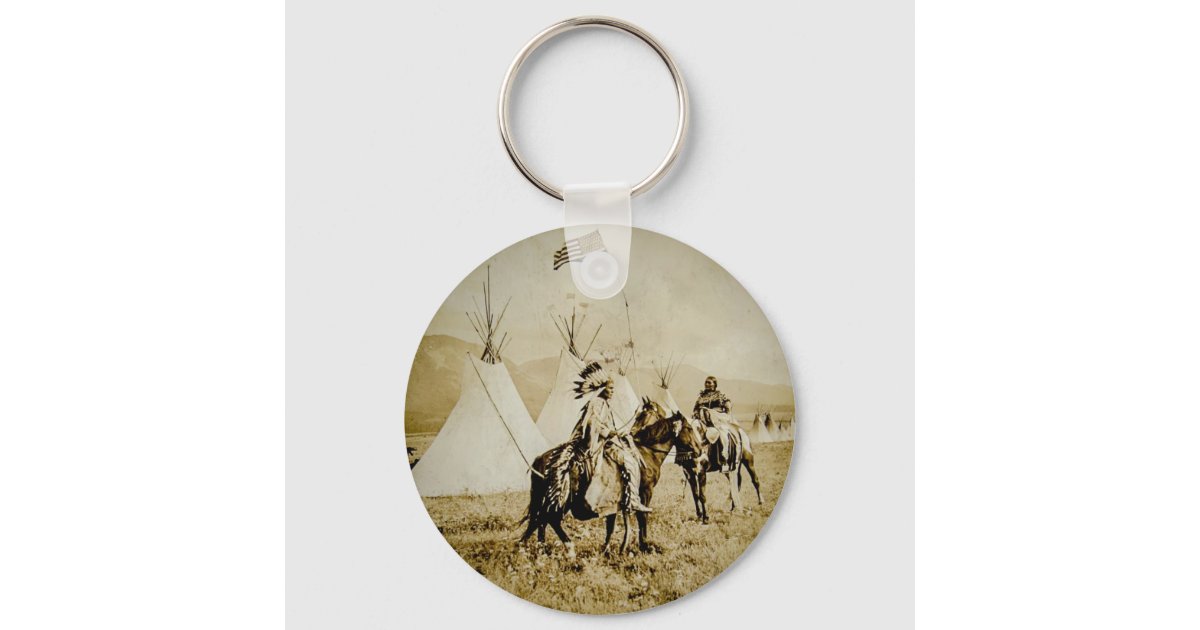 Flathead Indians Vintage Native American Warriors Keychain | Zazzle