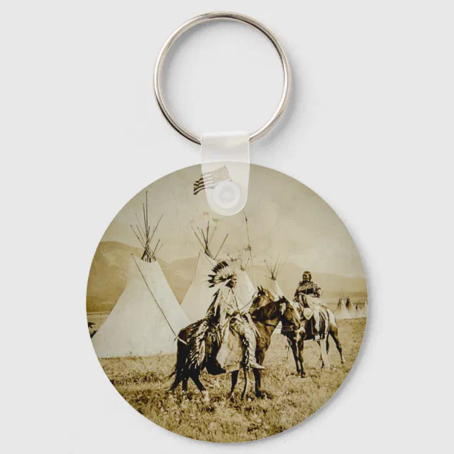 Flathead Indians Vintage Native American Warriors Keychain | Zazzle