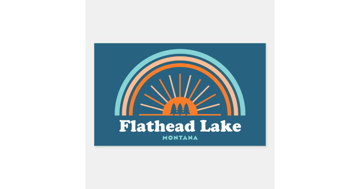 Flathead Lake Montana Rainbow Rectangular Sticker | Zazzle