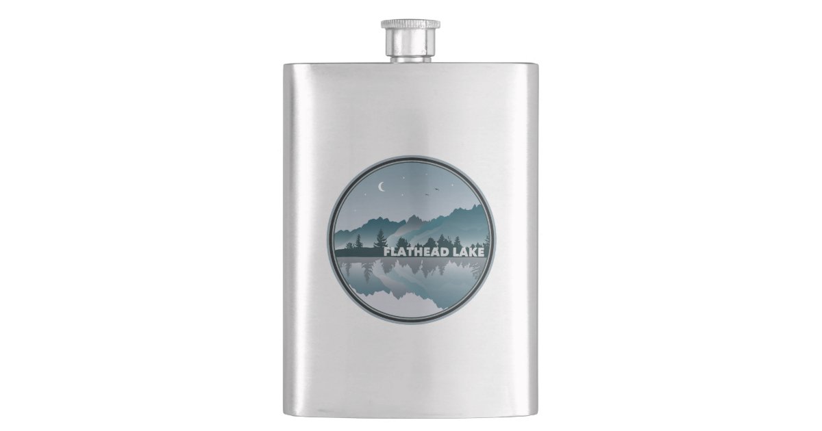 Flathead Lake Montana Reflection Flask | Zazzle