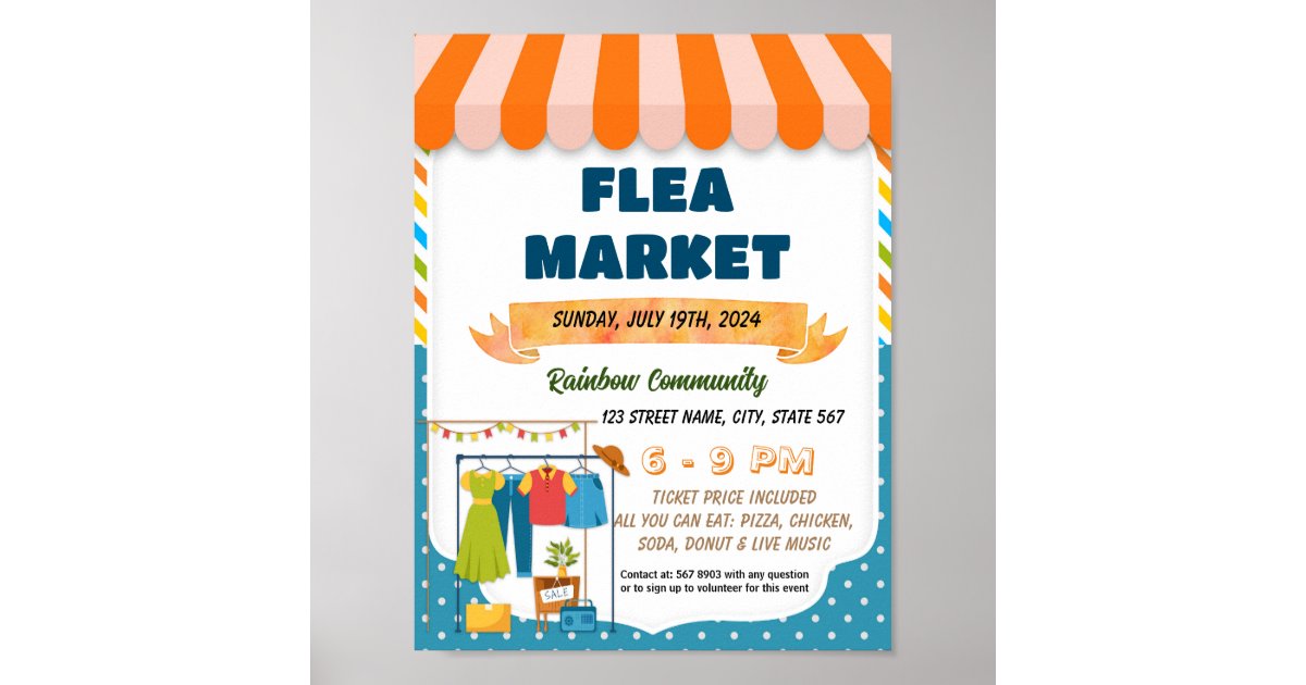 Flea market event flyer poster template | Zazzle