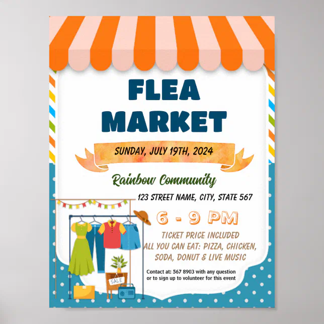 Flea market event flyer poster template | Zazzle