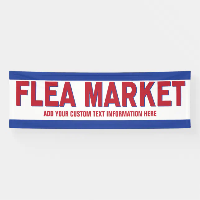 Flea Market sign red and blue with custom text | Zazzle