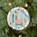 Fleece Navidad Llama Christmas Ceramic Ornament | Zazzle
