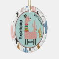 Fleece Navidad Llama Christmas Ceramic Ornament | Zazzle