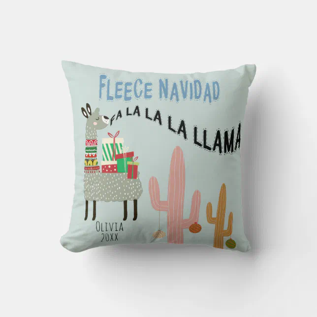 Fleece Navidad Llama Christmas Throw Pillow | Zazzle