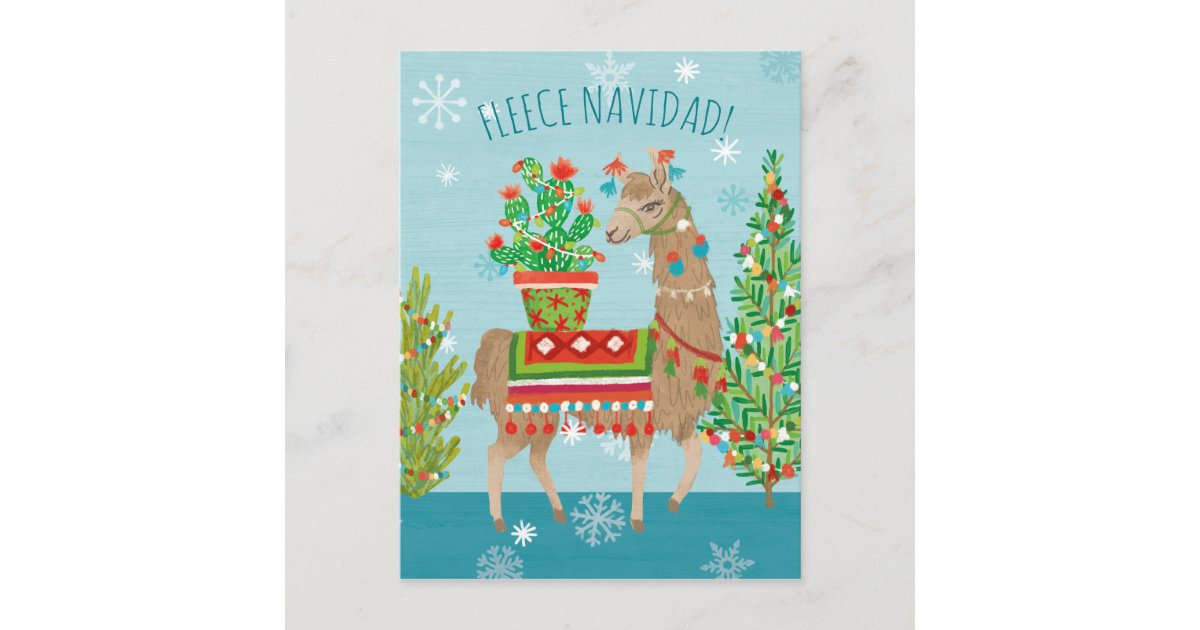Fleece Navidad | Lovely Llamas Christmas Postcard | Zazzle