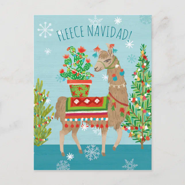 Fleece Navidad | Lovely Llamas Christmas Postcard | Zazzle