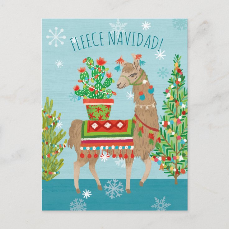 Fleece Navidad | Lovely Llamas Christmas Postcard | Zazzle