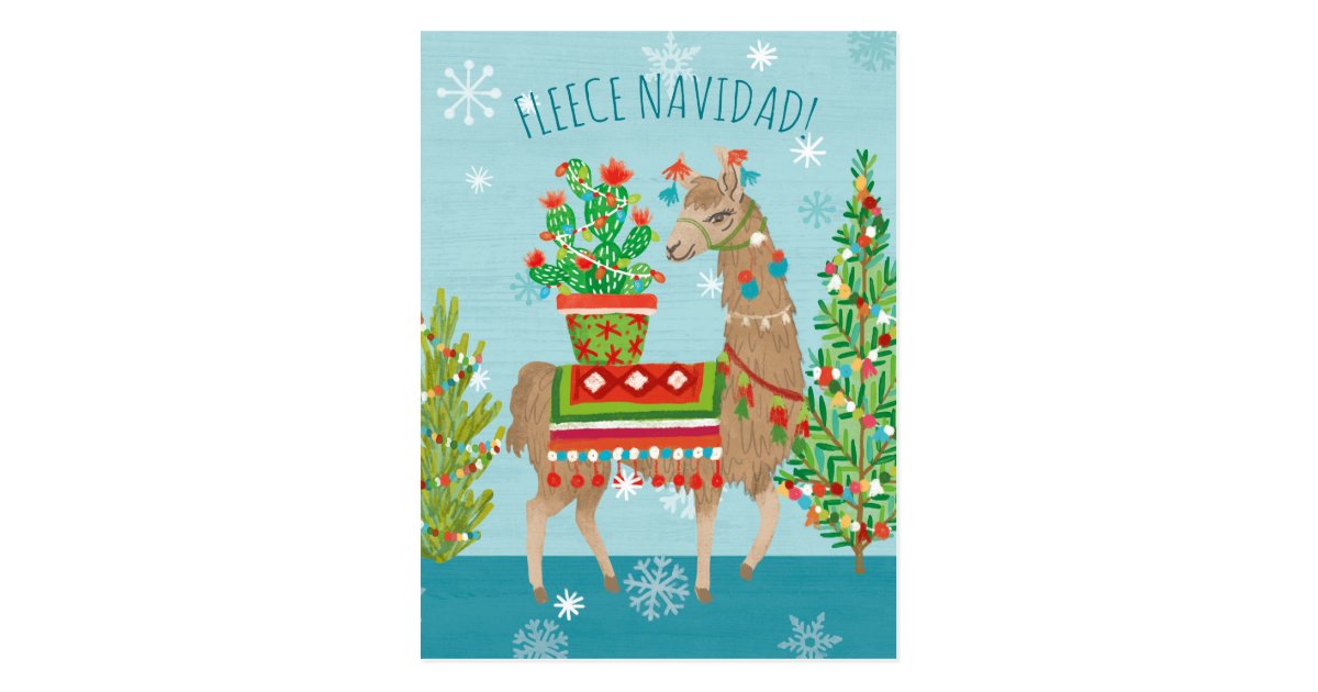 Fleece Navidad | Lovely Llamas Christmas Postcard | Zazzle.com