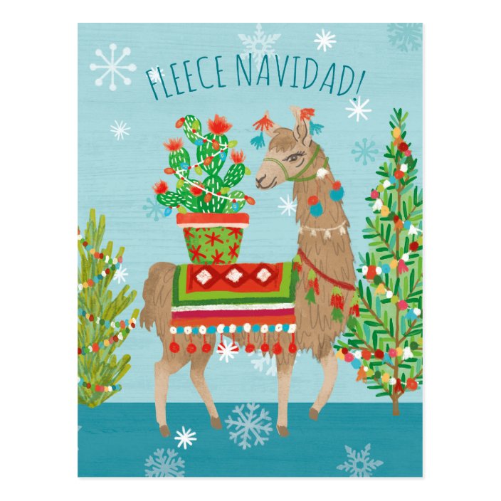Fleece Navidad | Lovely Llamas Christmas Postcard | Zazzle.com