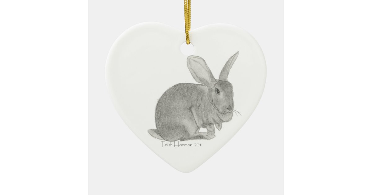 Flemish Giant Rabbit Sketch Ceramic Ornament | Zazzle