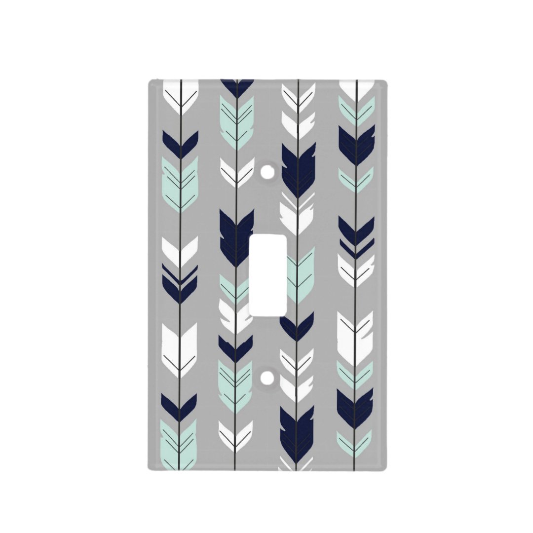 Fletching Arrow Light Switch Cover-Navy-Mint-Grey | Zazzle