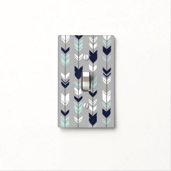 Fletching Arrow Light Switch Cover-Navy-Mint-Grey | Zazzle