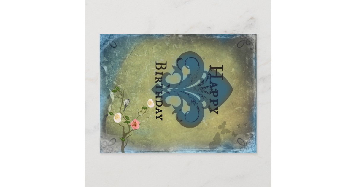 Fleur de Lis Birthday postcard | Zazzle