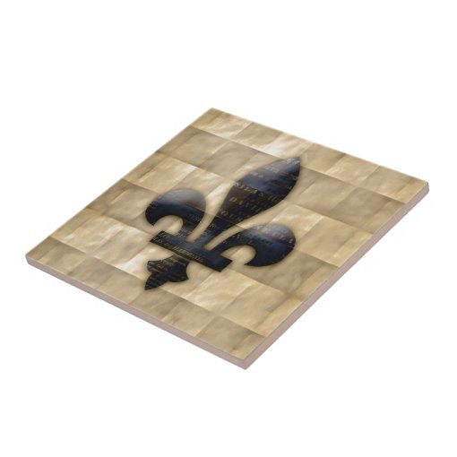 Fleur de Lis Bronze Tan Tile | Zazzle