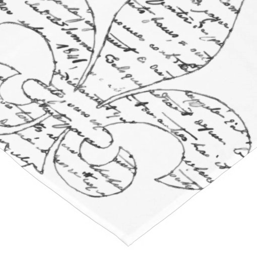 Fleur de Lis French Script Short Table Runner | Zazzle