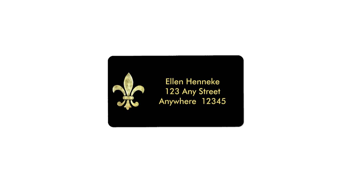 Fleur De Lis Gold Leaf Label | Zazzle