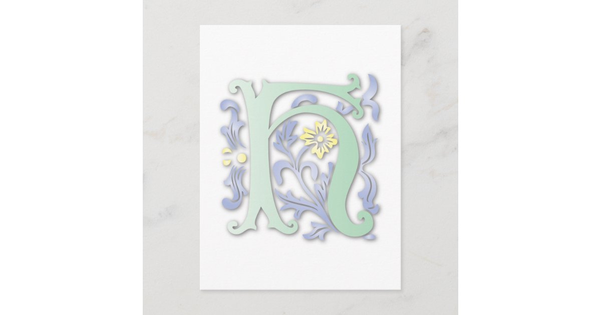 Fleur-de-lis H Monogram Postcard | Zazzle