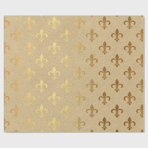 Fleur de Lis Kraft Gold Natural Royal Minimal Wrapping Paper | Zazzle