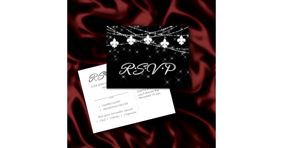 Fleur de Lis Lights | Mardi Gras Theme RSVP Entree Invitation Postcard | Zazzle