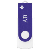 Fleur de Lis & Monogram on Navy Blue Flash Drive | Zazzle