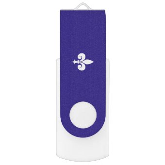 Fleur de Lis & Monogram on Navy Blue Flash Drive | Zazzle