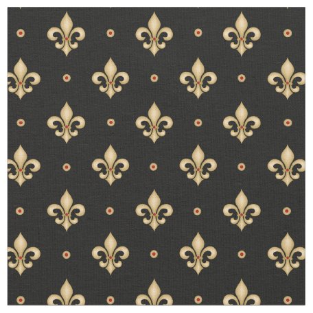 Decorative Golden Fleur-de-Lis Pattern Fabric | Zazzle