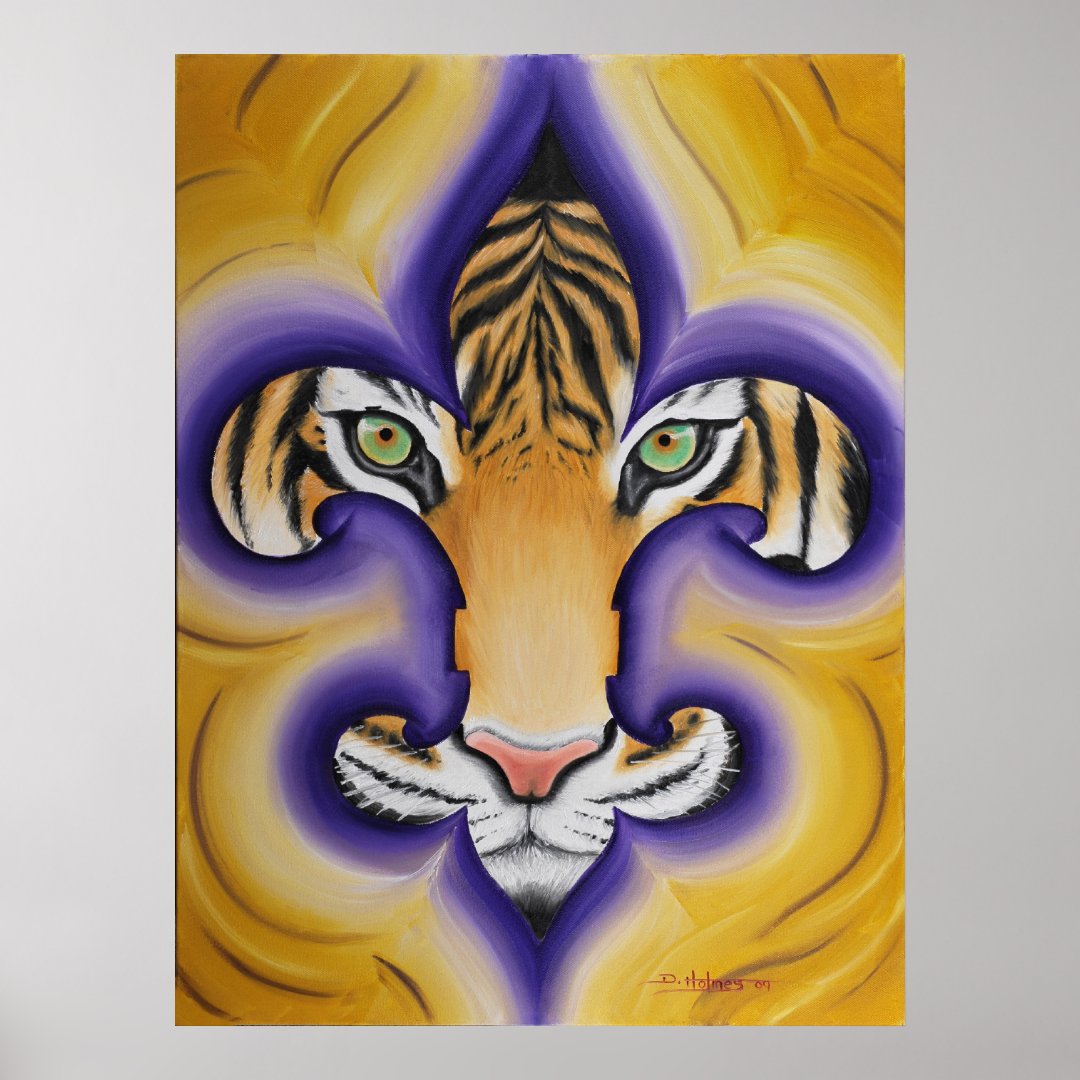 Fleur de lis Tiger Poster | Zazzle