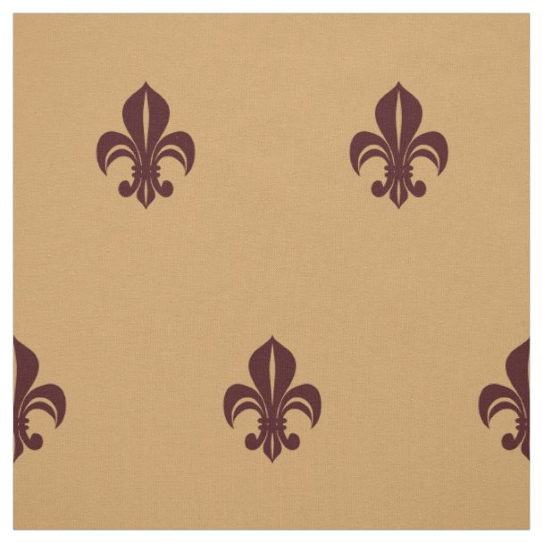 Fleur de lys french lily yellow on navy fabric | Zazzle