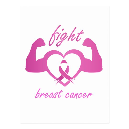 Flexing arms to fight breast cancer postcard | Zazzle.com