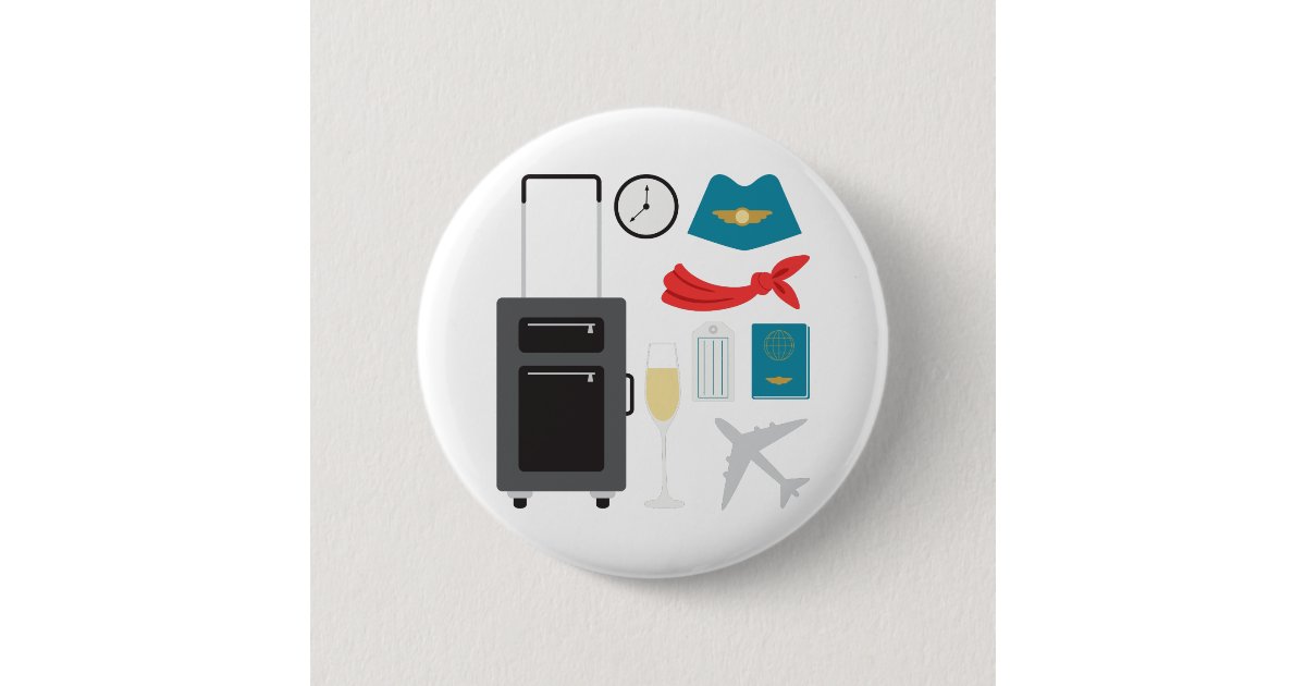 Flight Attendant Button | Zazzle