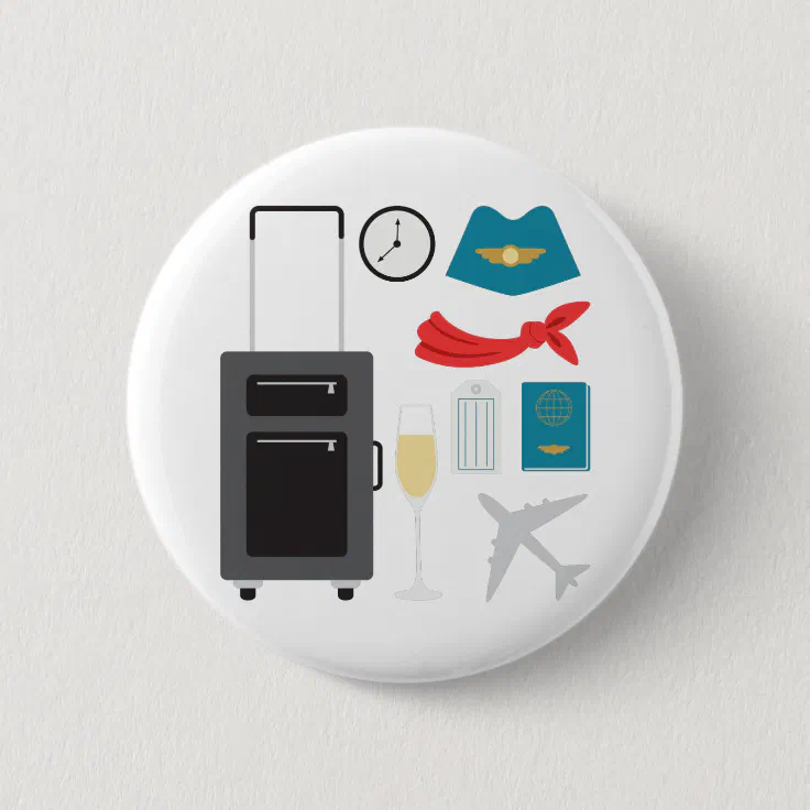 Flight Attendant Button | Zazzle