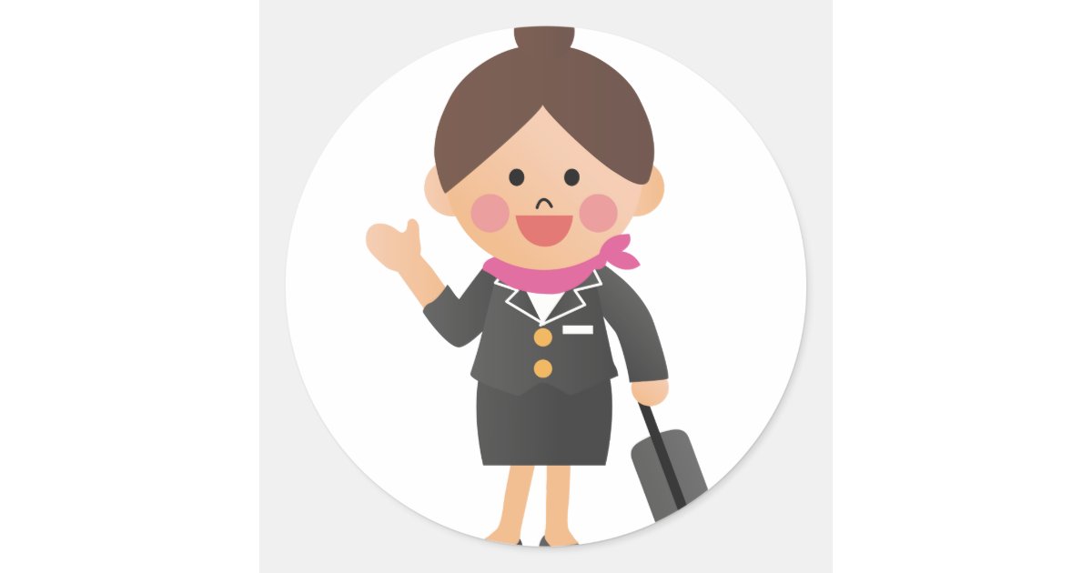 Flight Attendant Classic Round Sticker | Zazzle