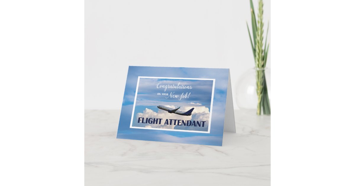 Flight Attendant New Job Congratulations Airplane Card | Zazzle