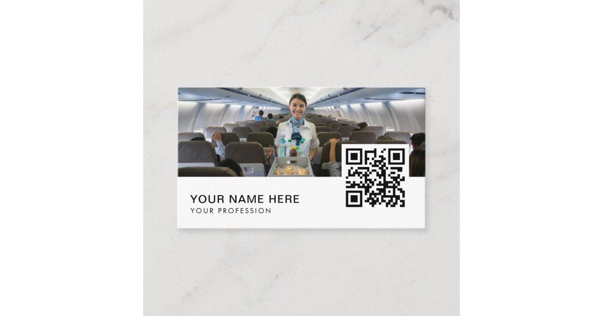 flight attendant QR Code Business Card | Zazzle