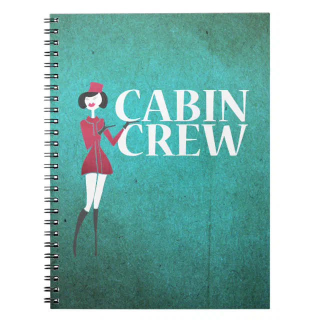 Flight Attendant with Cabin Crew Typography Notebook | Zazzle