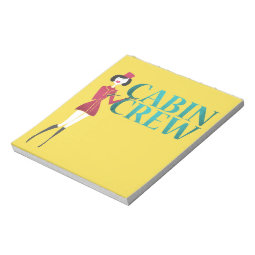 Flight Attendant with Cabin Crew Typography Notepad | Zazzle