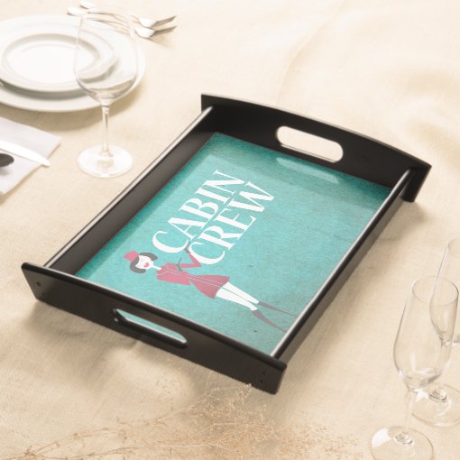 Flight Attendant with Cabin Crew Typography Serving Tray | Zazzle