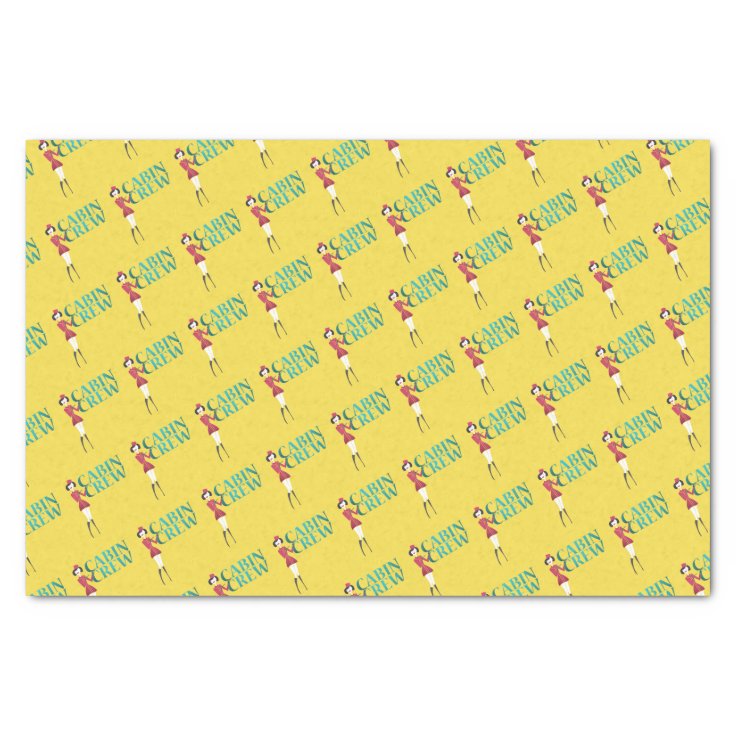 Flight Attendant with Cabin Crew Typography Tissue Paper | Zazzle