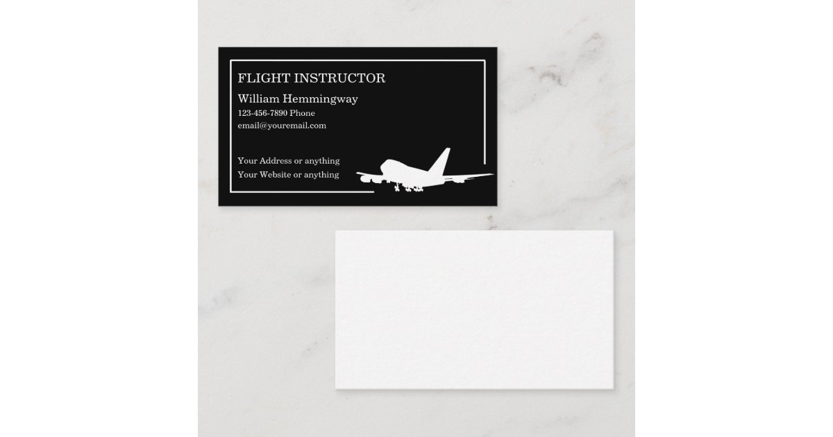 Flight Instructor Modern Jet Airplane Business Card | Zazzle