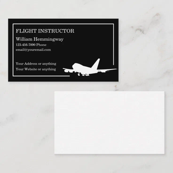 Flight Instructor Modern Jet Airplane Business Card | Zazzle