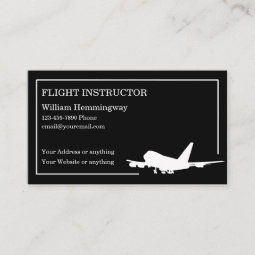 Flight Instructor Modern Jet Airplane Business Card | Zazzle