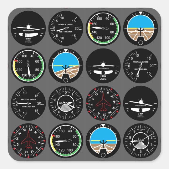 Flight Instruments Square Sticker | Zazzle.com