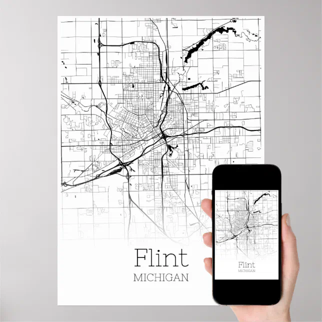 Flint Map - Michigan - City Map Poster | Zazzle