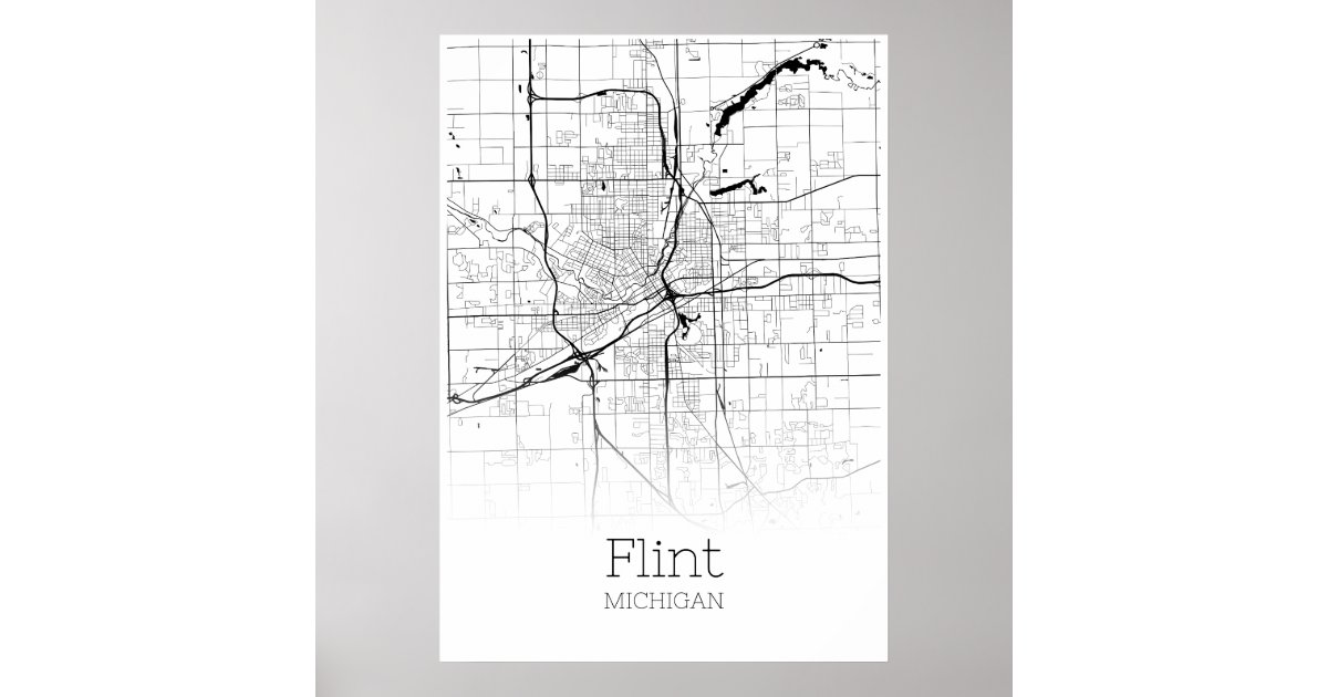 Flint Map - Michigan - City Map Poster | Zazzle