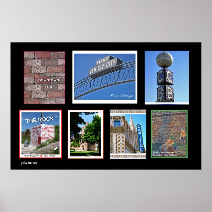 Flint Michigan Landmarks II Poster | Zazzle.com