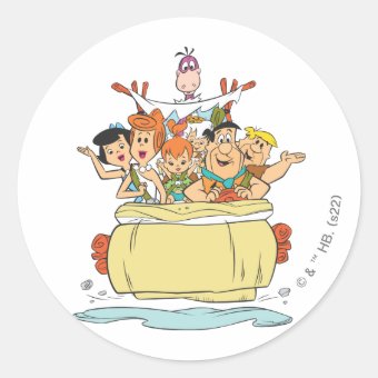 Flintstones Family Roadtrip Classic Round Sticker | Zazzle