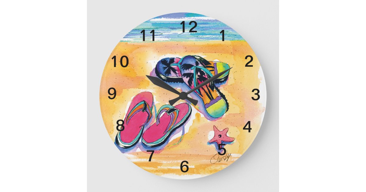 Flip-Flop clock, Large Beach Clock | Zazzle
