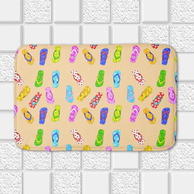 Flip Flop Sandals Pattern Cute Beach House Bath Mat | Zazzle